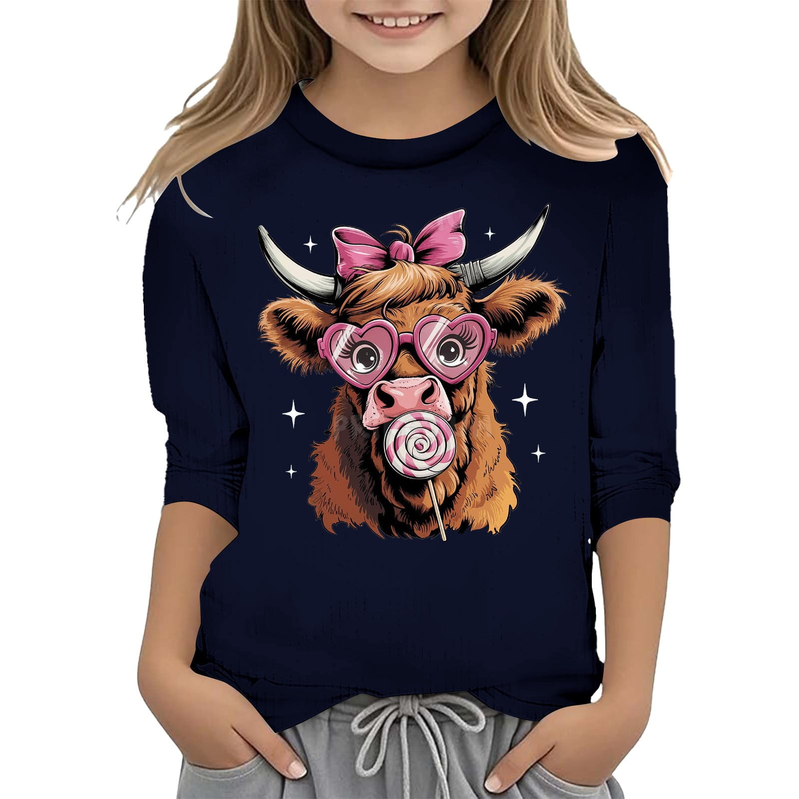 Bainana Valentine'S Tops For Girls Child Cartoon Print Cropped Sleeve ...