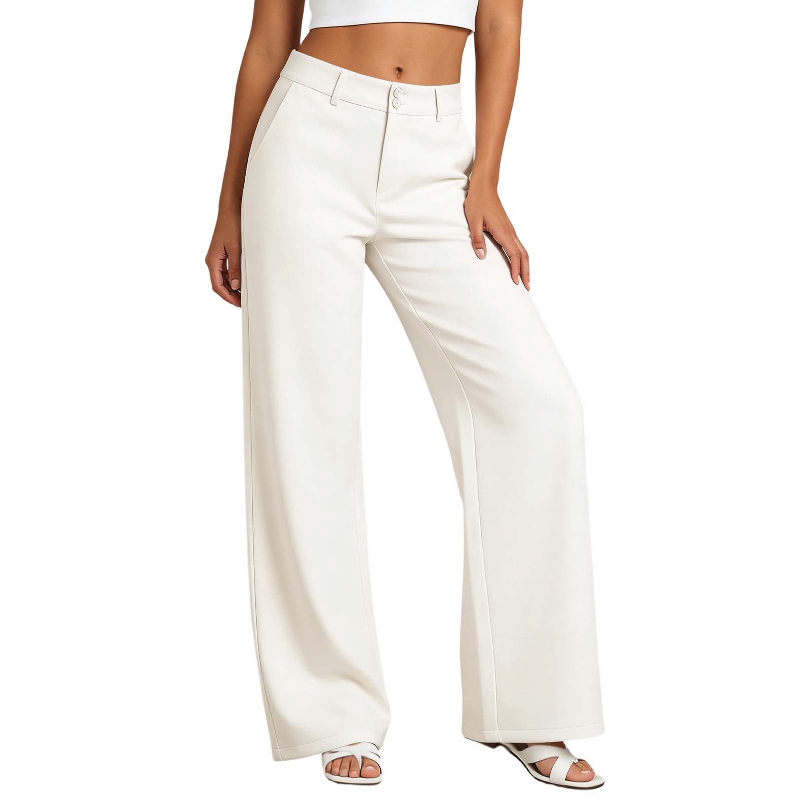Bainana Women Breathable Straight Leg Dress Pants Solid Color High ...