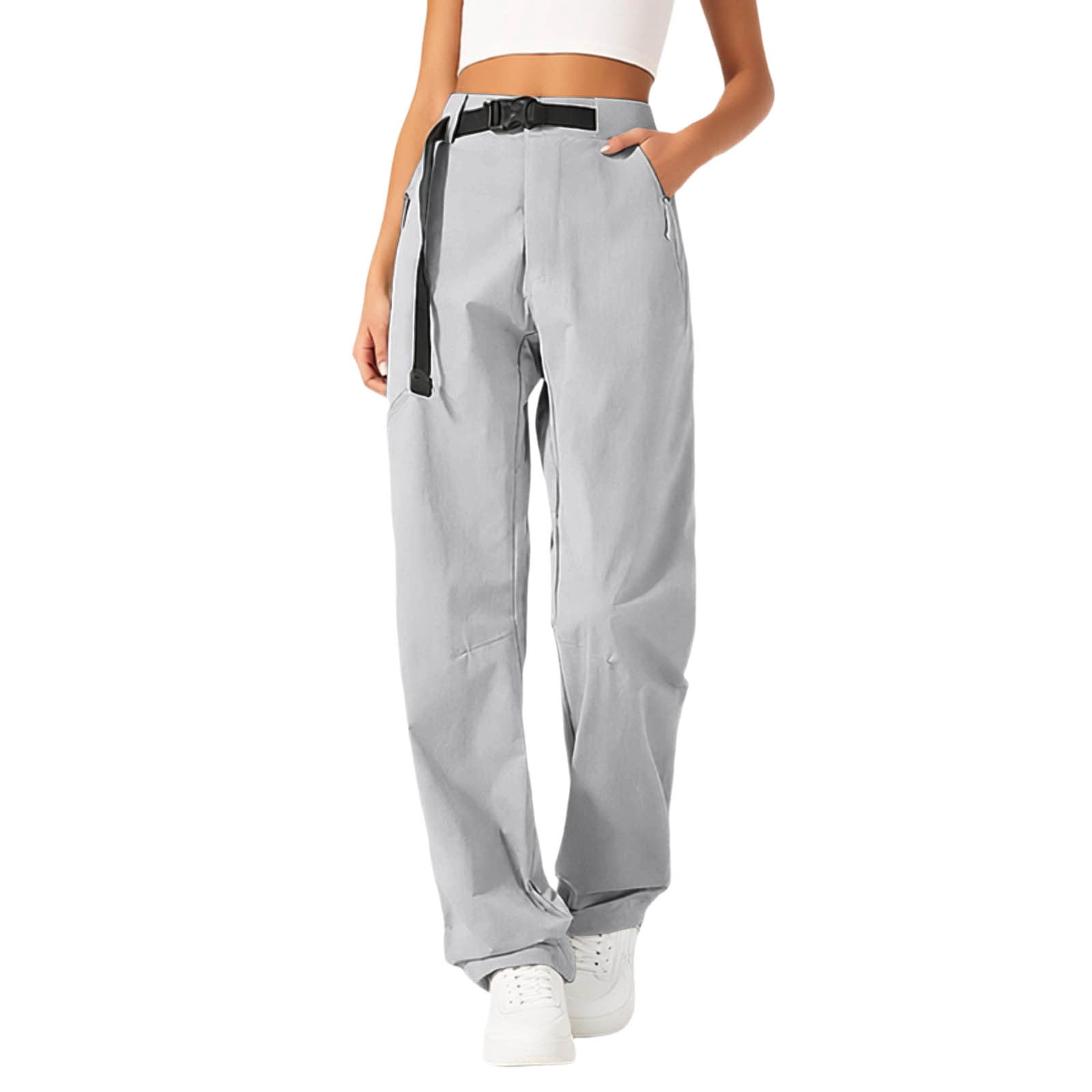 Bainana Women Comfort Fit Straight Leg Cargo Pants Solid Color ...
