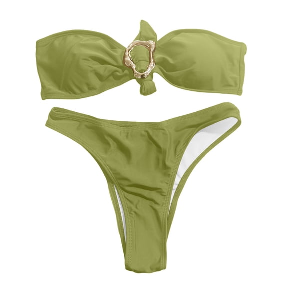 Bainana Women'S 2 Pieces Bikini Set Solid Color Off Shoulder Tube Tops ...