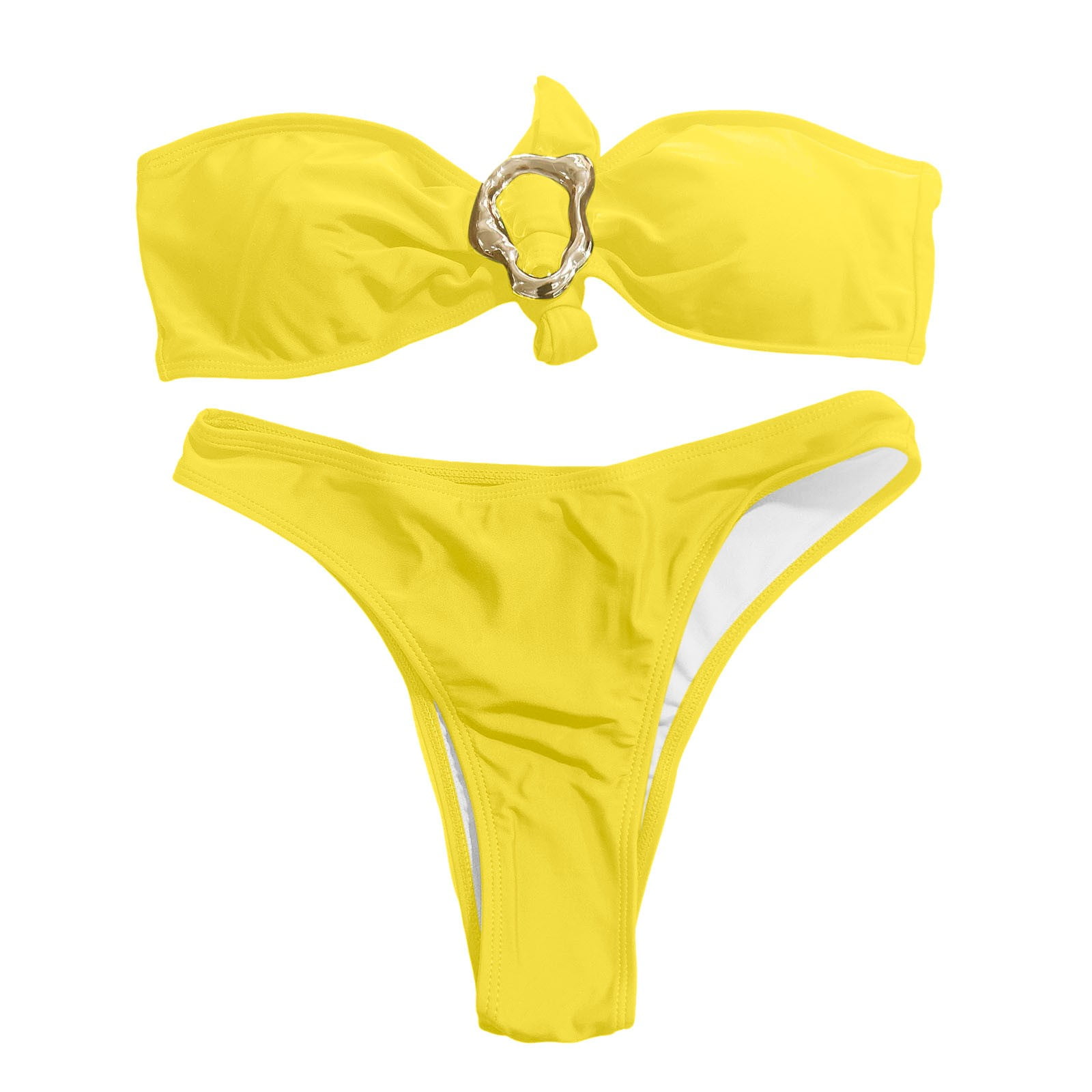 Bainana Women'S 2 Pieces Bikini Set Solid Color Off Shoulder Tube Tops ...