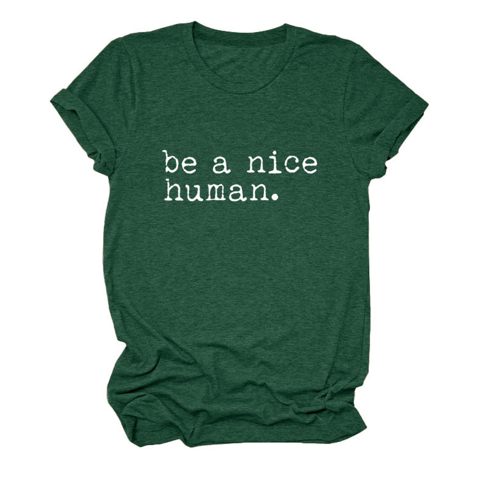 Bainana Women'S Be A Nice Human Shirts Short Sleeve Crew Neck Graphic ...