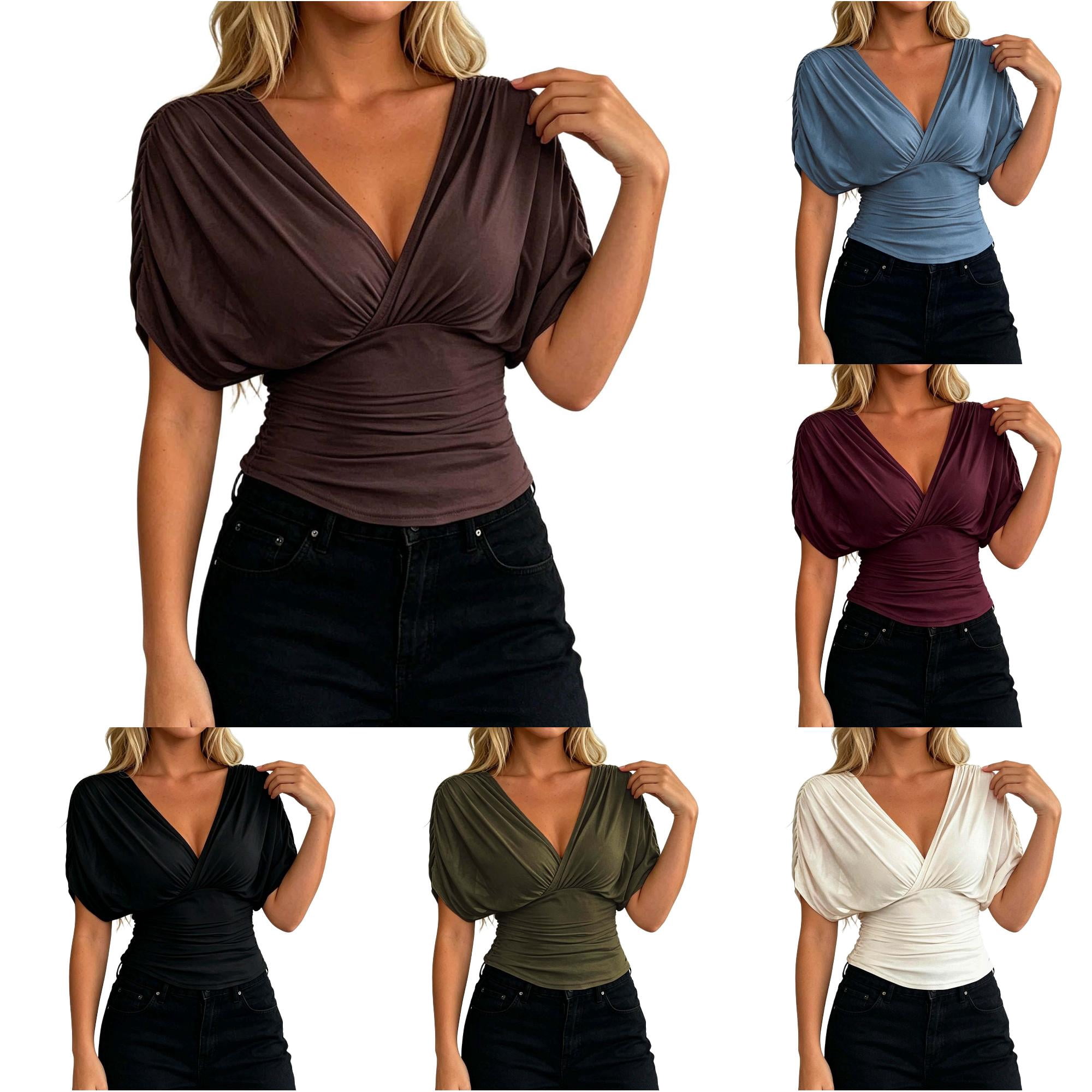 Bainana Women'S Summer Crop Top With Flutter Sleeves And Waist ...