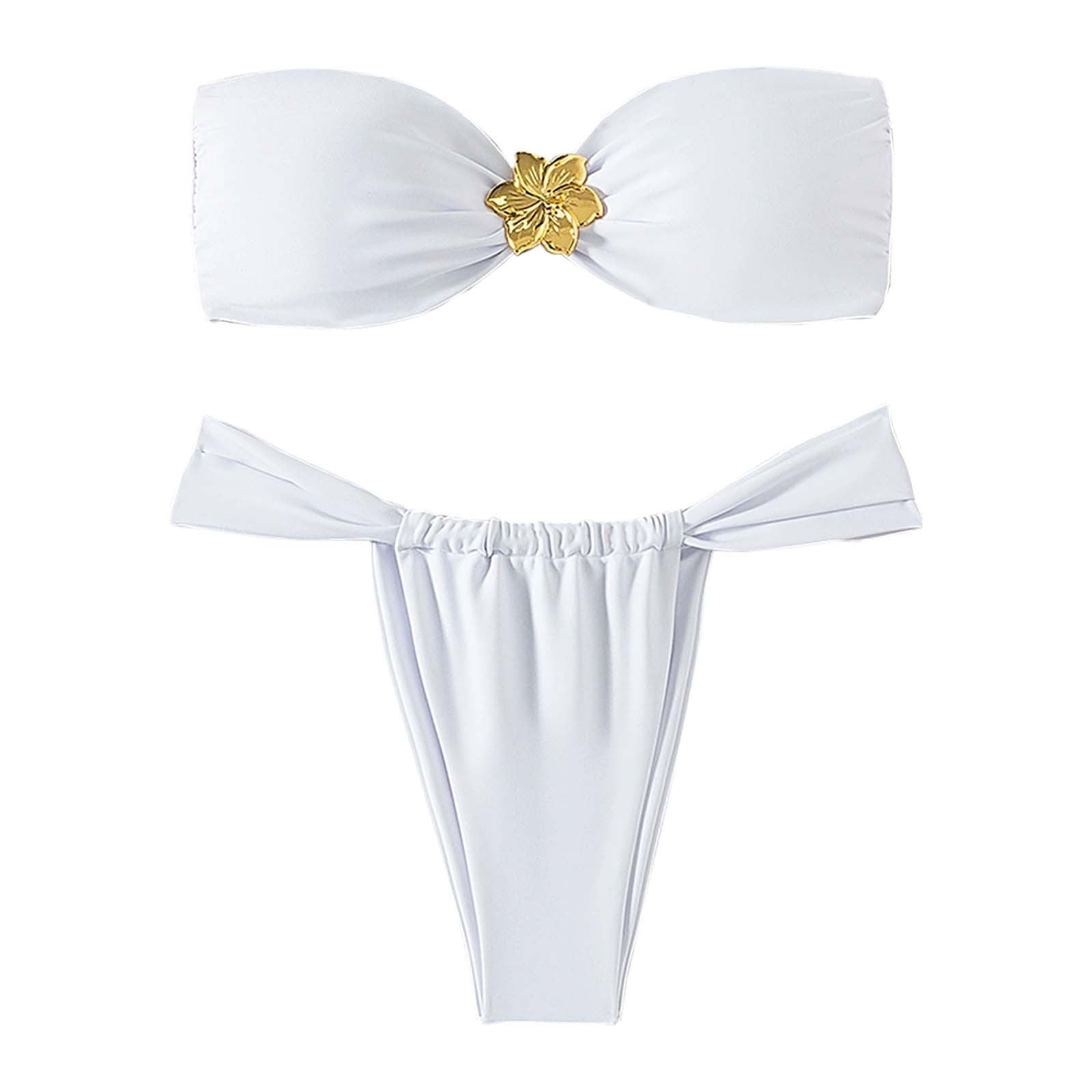 Bainana Women'S Swimwear Solid Color Strapless Sexy Two Piece Bikini ...