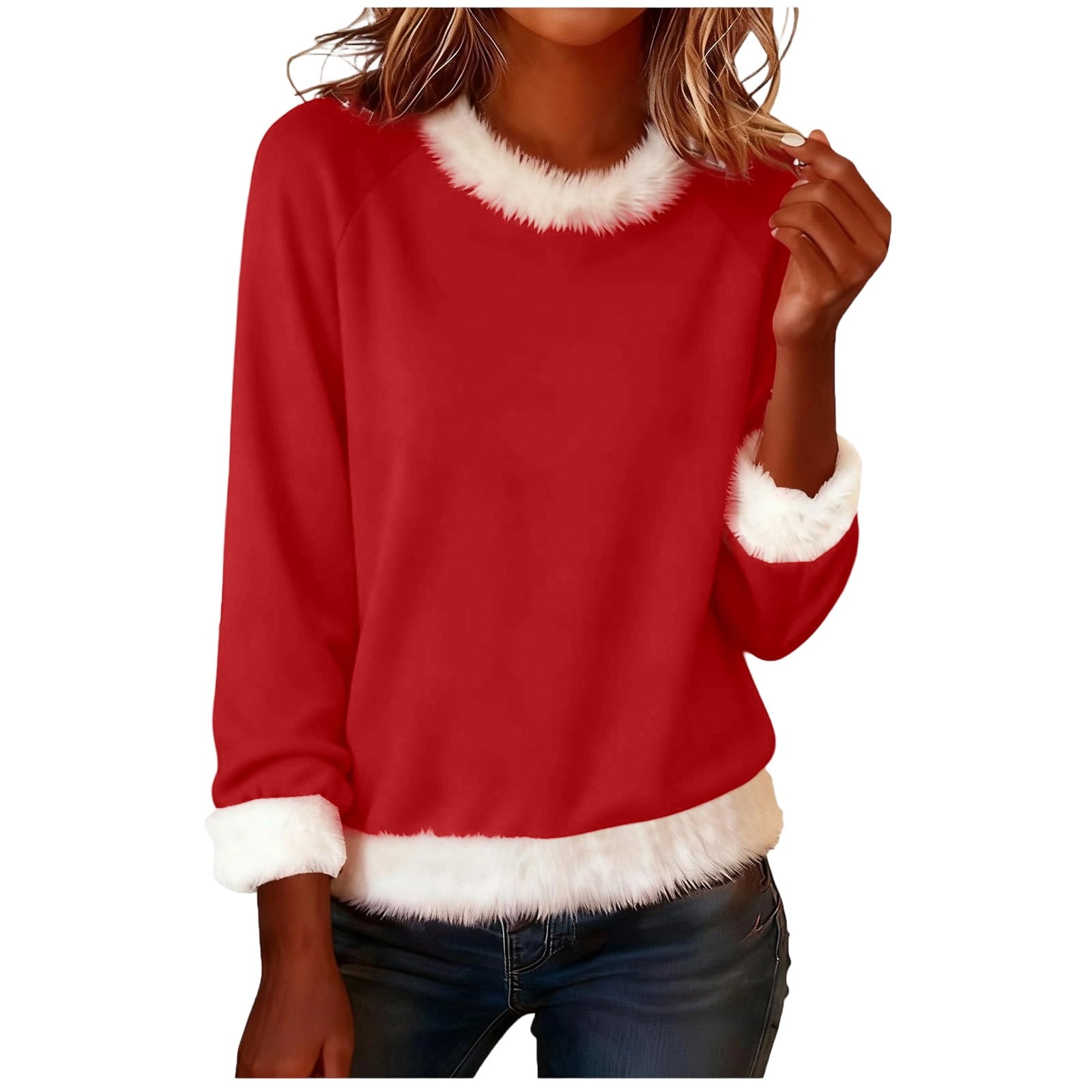 Bainana Women'S Winter T-Shirt Solid Color Long Sleeve Crew Neck Tops ...