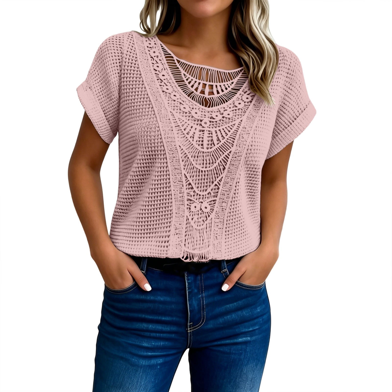Bainana Womens T Shirts Solid Color Short Sleeve Crew Neck Tops Ladies ...