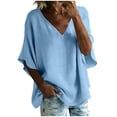 Bainana Womens T Shirts Solid Color Short Sleeve V Neck Tops Ladies ...