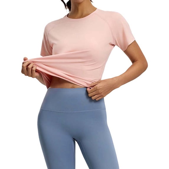 Bainana Workout T Shirts For Women Solid Color Short Sleeve Crew Neck ...