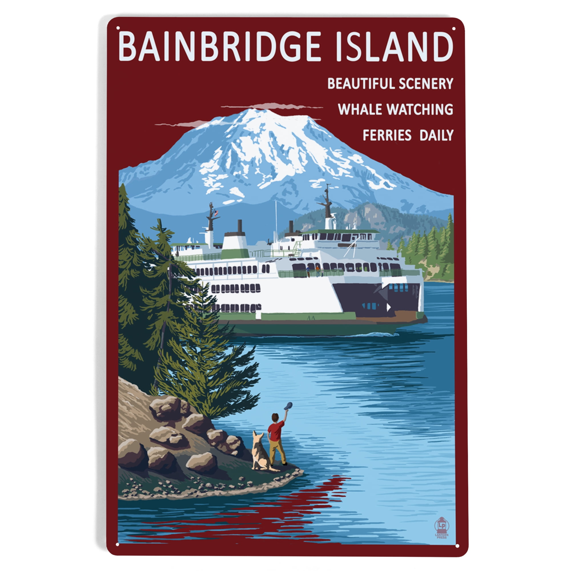 Bainbridge Island, Washington, Ferry and Island (12x18 Aluminum Art ...