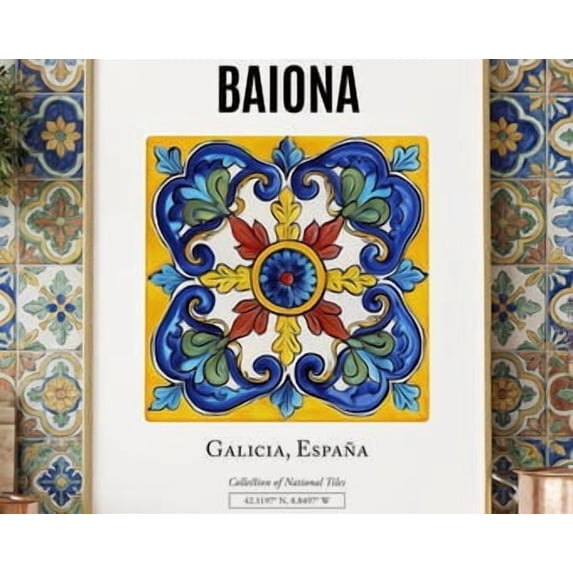 Baiona Galicia Tile Poster Spanish Wall Decor, Poster Home Decor ...