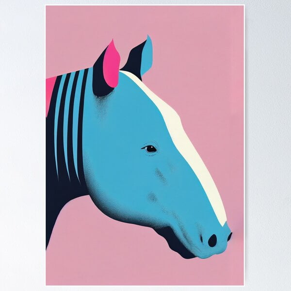 Bairds Tapir Bold Pink Minimalist Art Print For Living Room Poster Wall ...