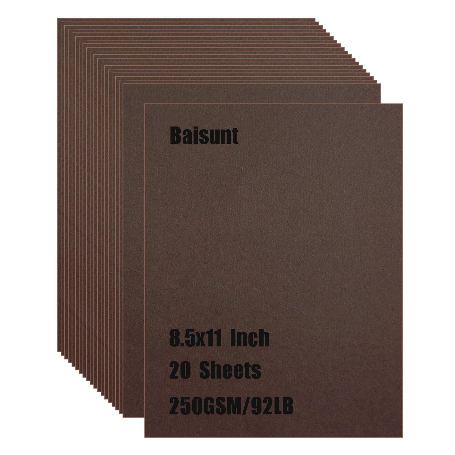 Baisunt 20 Sheets Brown Cardstock MDA05 Thick Blank Craft Paper for DIY ...