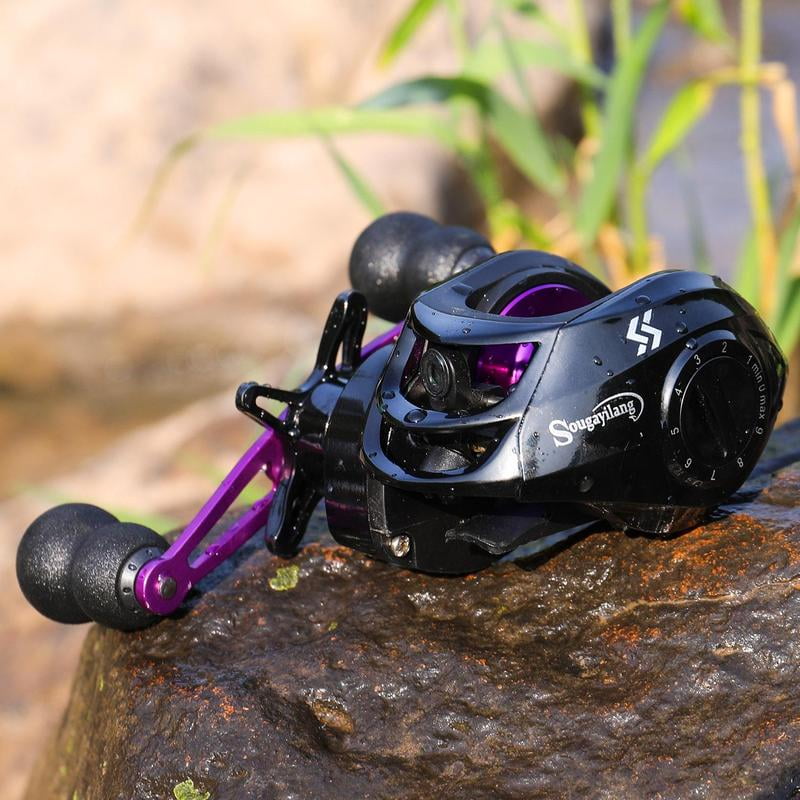 Baitcasting Fishing Reel, Purple 7.2:1 High Speed Gear Ratio with Eva ...