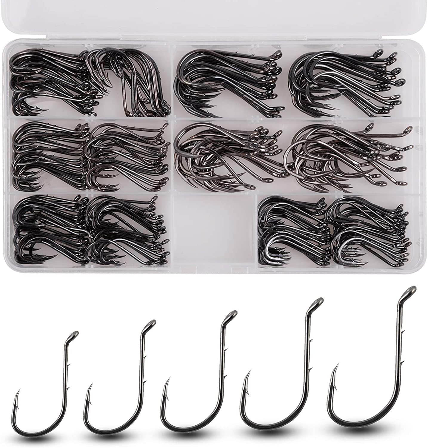 Baitholder Hooks Fishing Octopus Hooks 150pcs Hooks with 2 Baitholder Barbs, Offset Circle Hooks ...