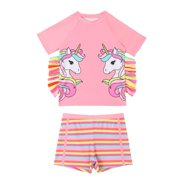 Disney Frozen Girls Swimsuits 2 Pieces Sets Elsa Graphic Swim Top and ...