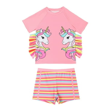 Disney Frozen Girls Swimsuits 2 Pieces Sets Elsa Graphic Swim Top and ...