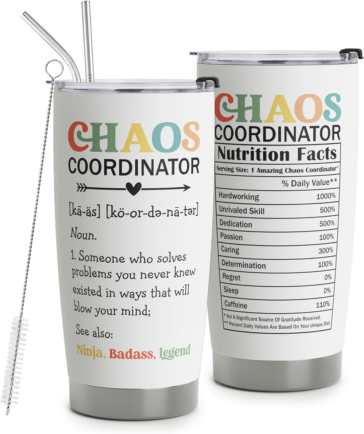 Baiyi Chaos Coordinator gifts - Chaos Coordinator Travel Mug with Straw for Mom Coworker Boss ...