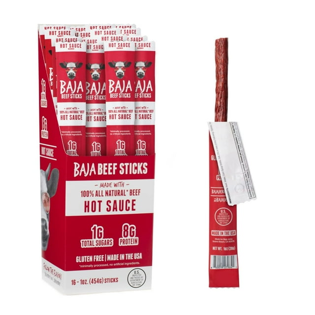 Baja Beef Sticks - TGF4 Jerky Meat Sticks, Healthy Meat Snacks for ...
