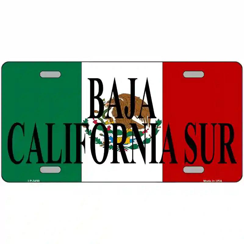 Baja California Sur on Mexico Flag Metal Novelty License Plate 24" x 12 ...