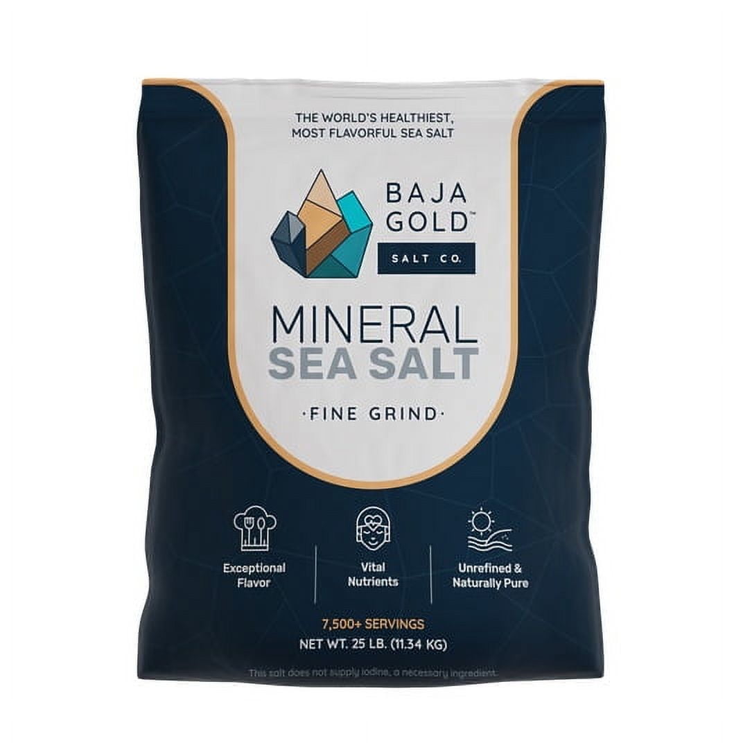 Baja Gold Salt, Mineral Sea Salt, Fine Grind, 25 lb, Low Sodium, Trace ...