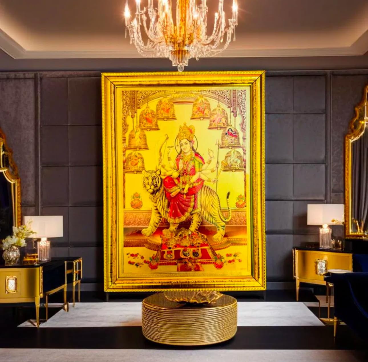 Bajaj Divine World 9 durga 24kt gold plated photo frame for mandir home ...