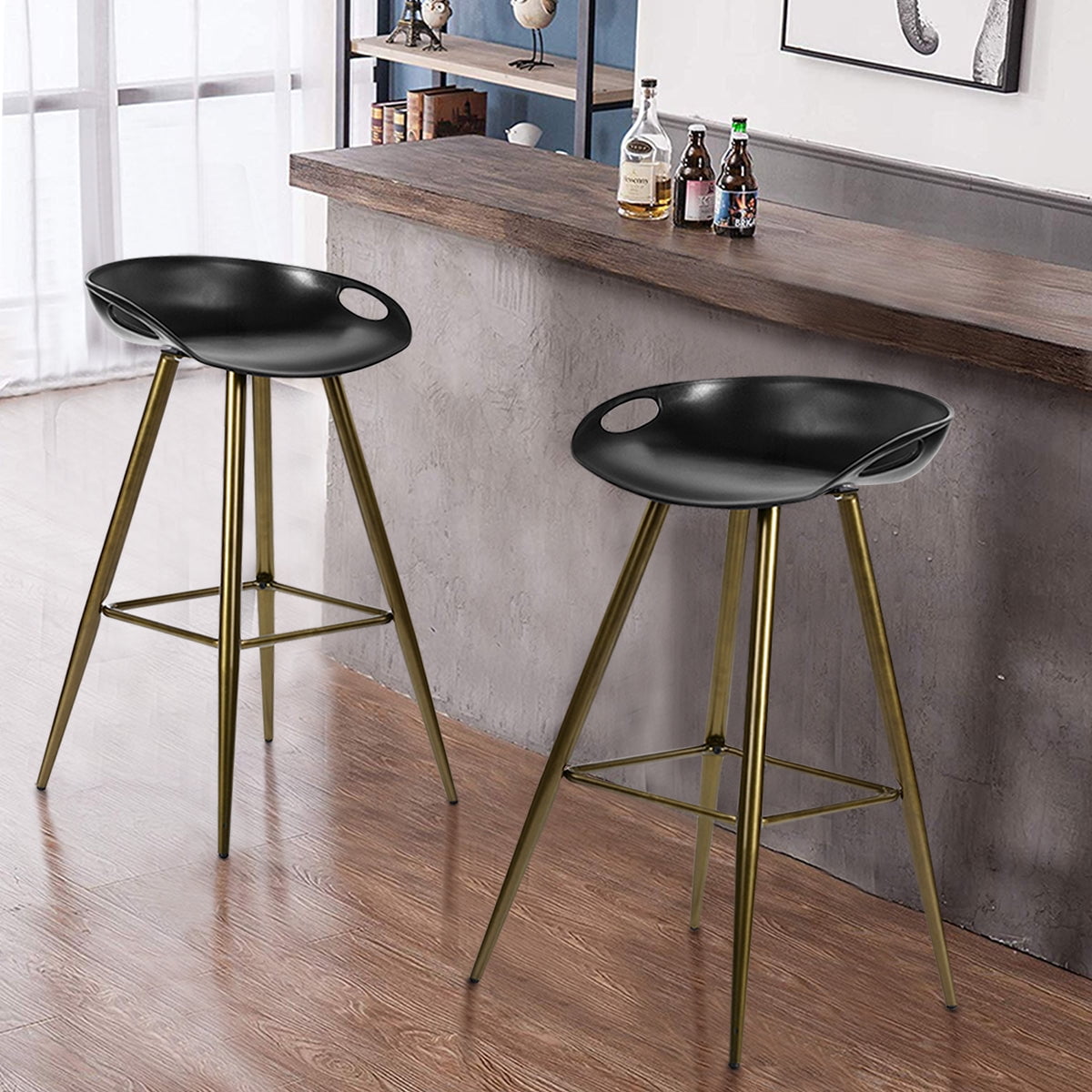 Bak Bar & Counter Stool - Black & Gold Set of 2 - Walmart.com
