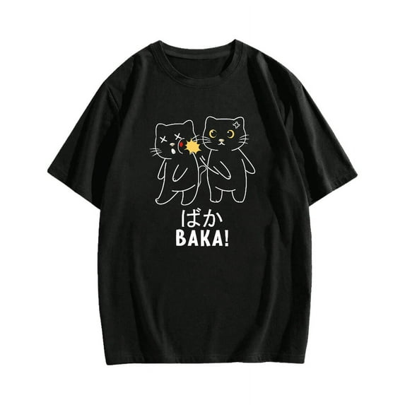 Baka Cat Cotton casual T-shirt - Walmart.com