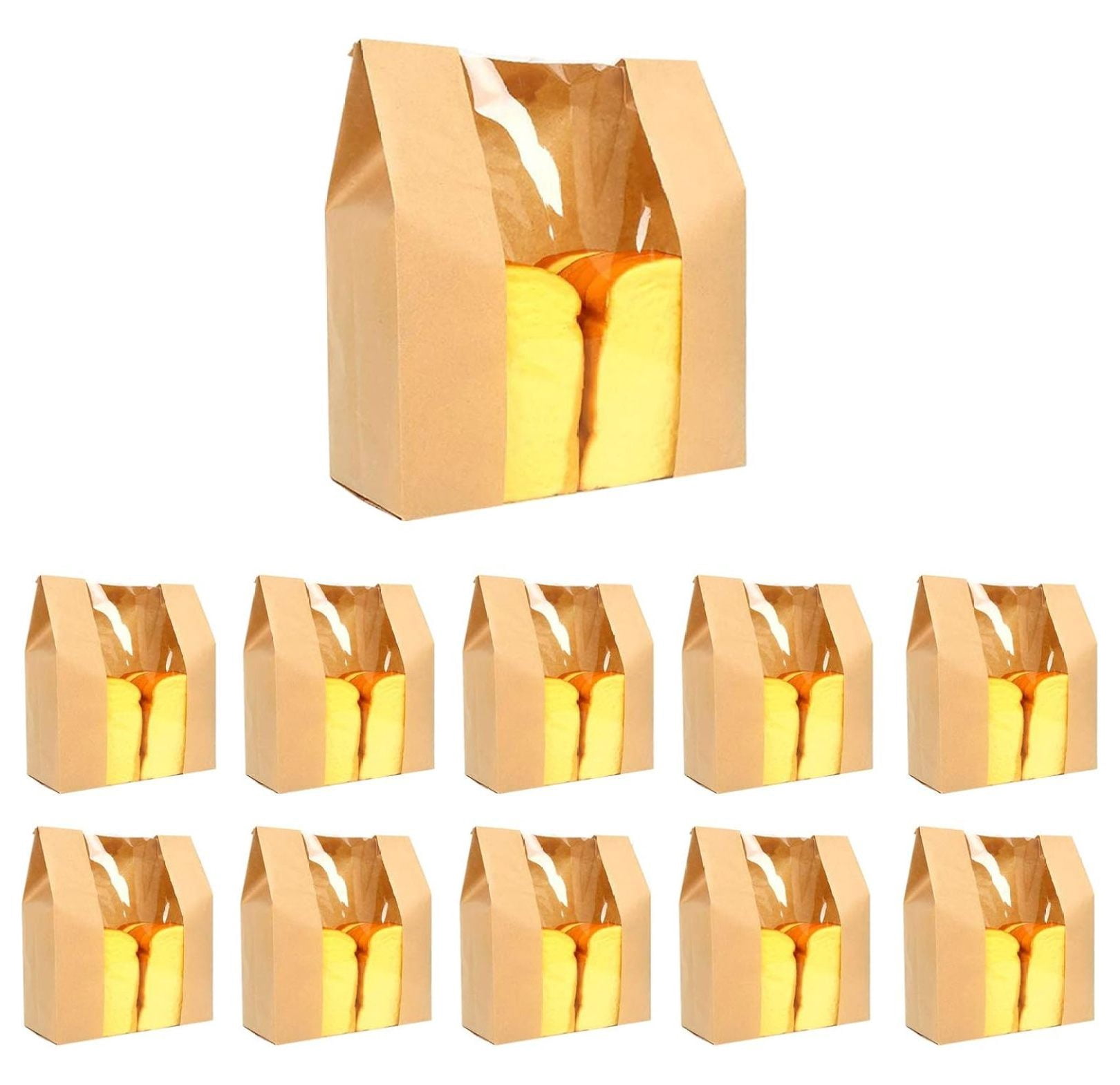 Bakbania 50 Pack Brown Bakery Bags with Window Paper Bread Loaf Bags ...