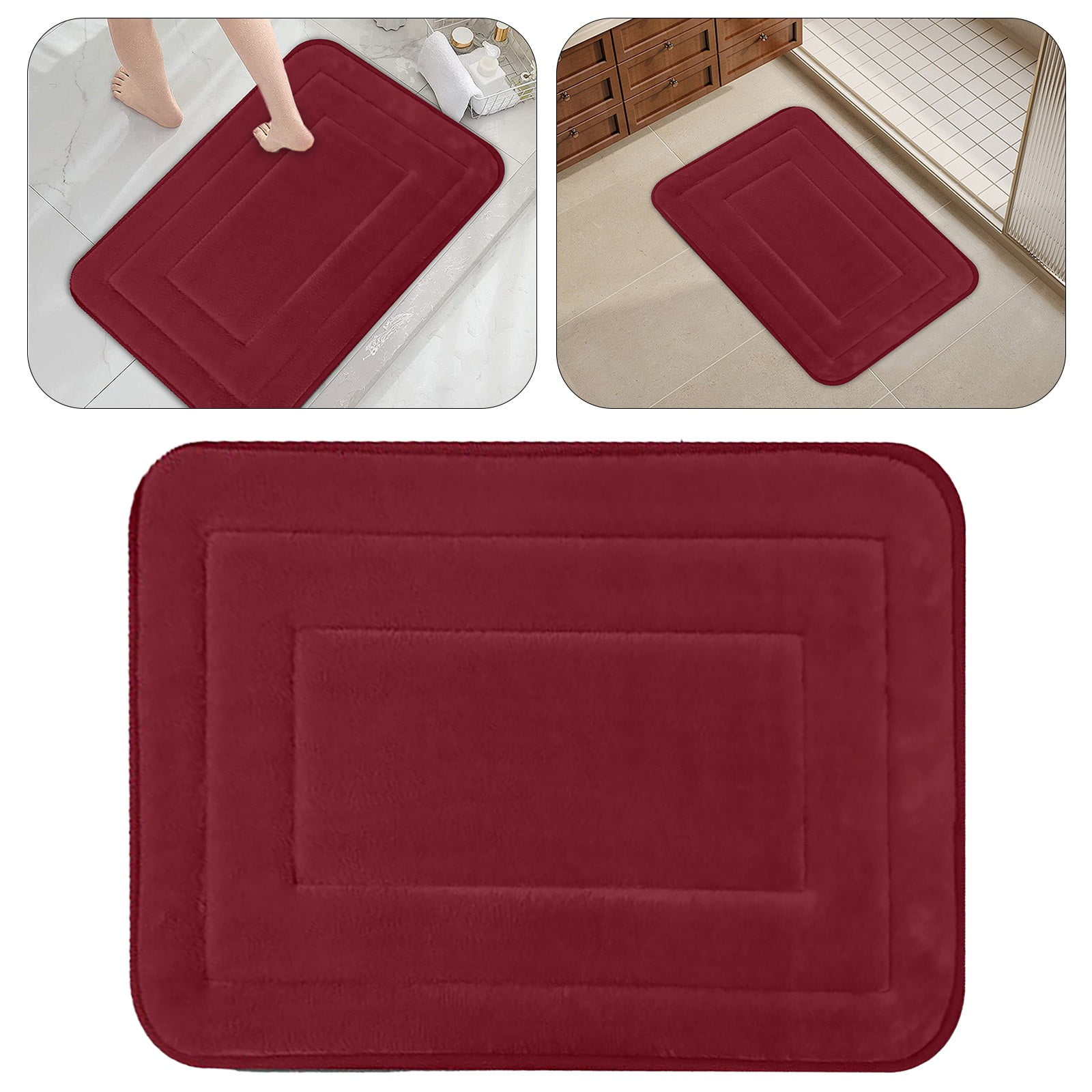 Bakdue Burgundy Carpet, Memory Foam Padding, Non-Slip Backing with ...