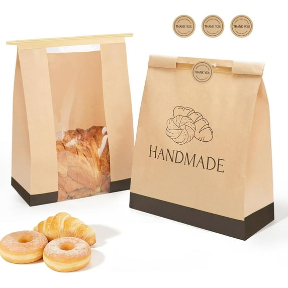 Bake Choice 100Pcs Paper Bread Bags for Homemade Bread, 14 x 8.3 x 3.5 ...