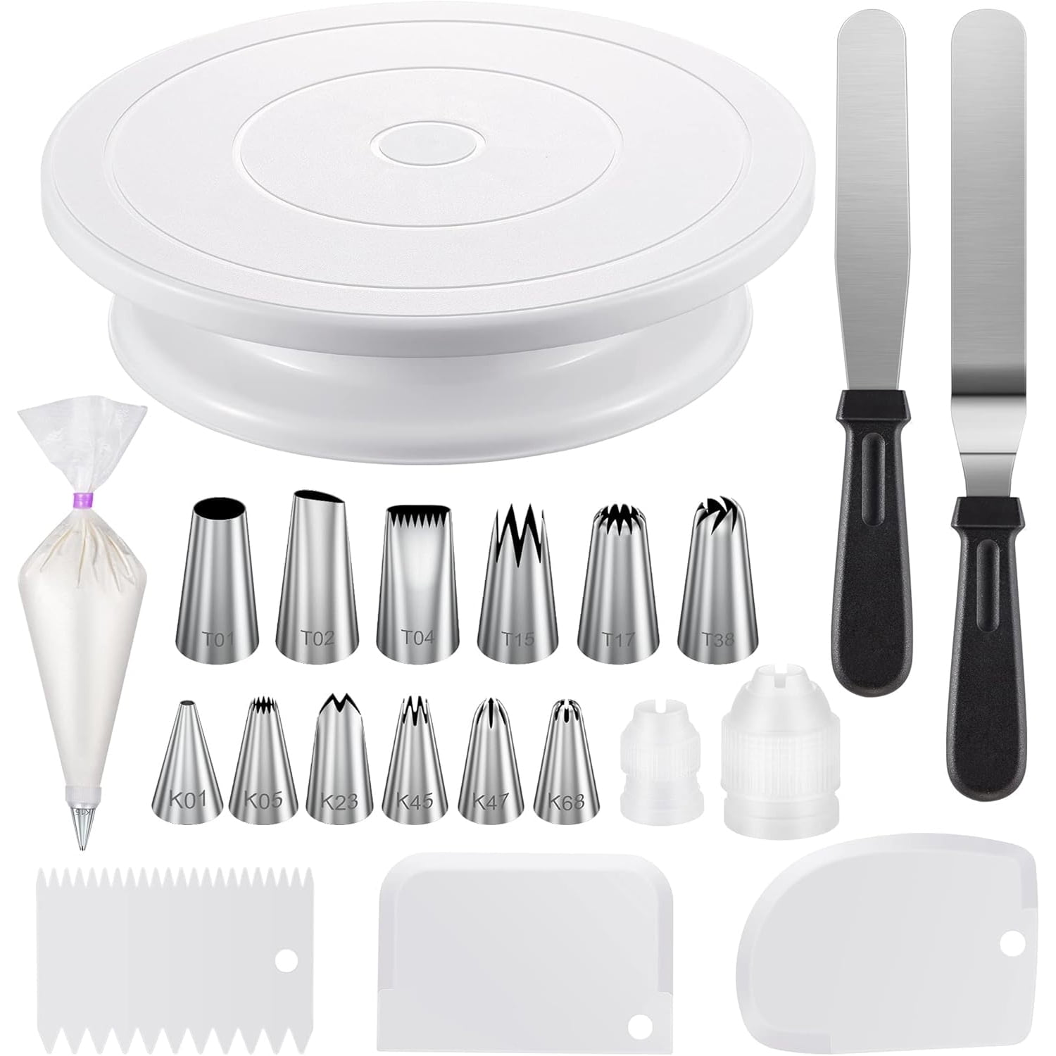 BakeMviert 70 Pcs Cake Turntable Kits, Cake Decorating Kits with 1 ...