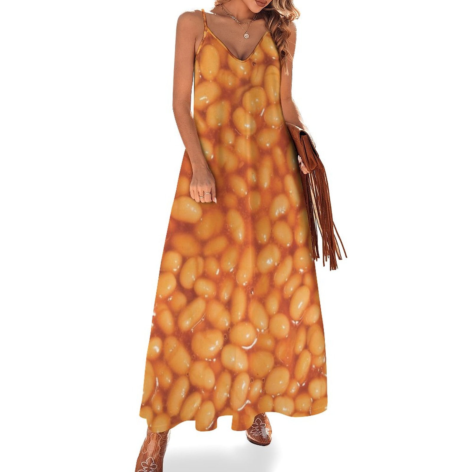 Baked Beans Sleeveless Dress beach dresses womens clothing luxury dress beach dress - Walmart.com