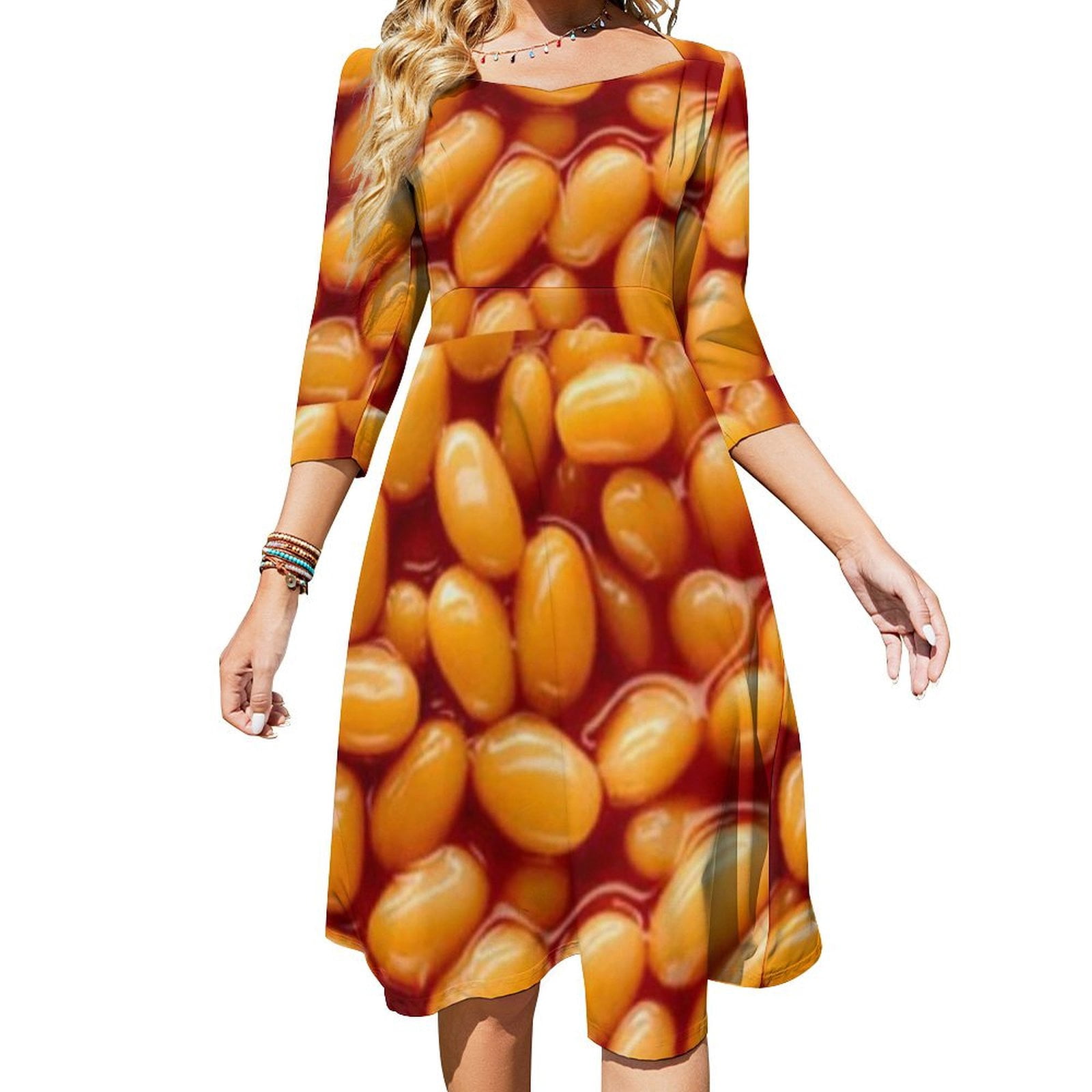 Baked Beans Sweetheart Knot Flared Dress Fashion Design Large Size ...