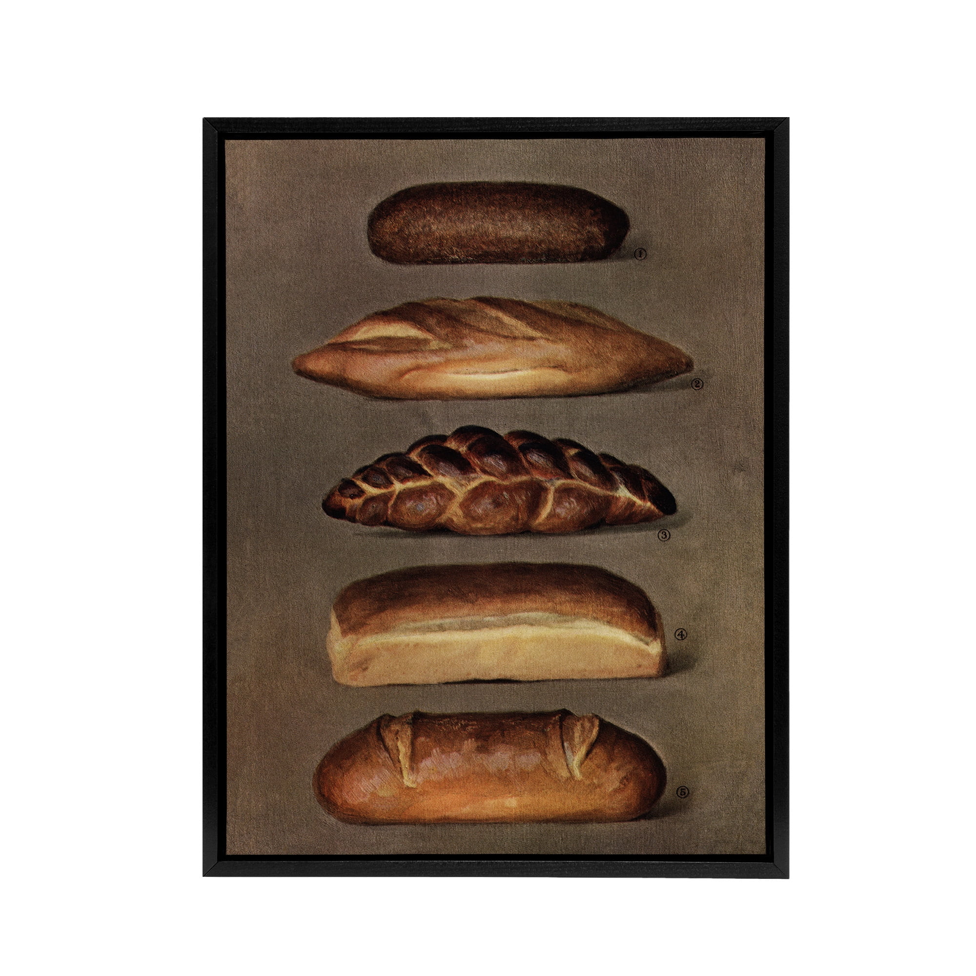 Baked Bread Loaves Vintage Black Framed Canvas Wall Art 12X16 ...