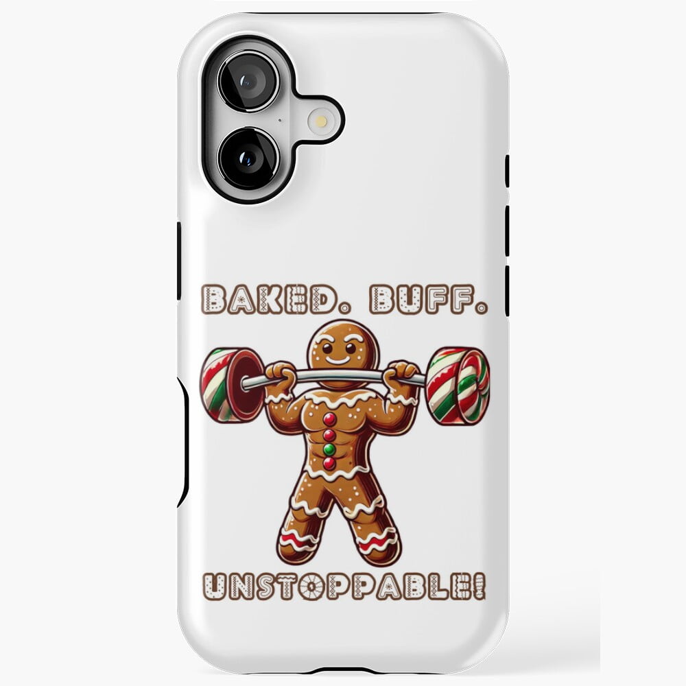 Baked Buff Gingerbread Gym Holiday Humor iPhone Case 17 16 15 14 13 12 ...