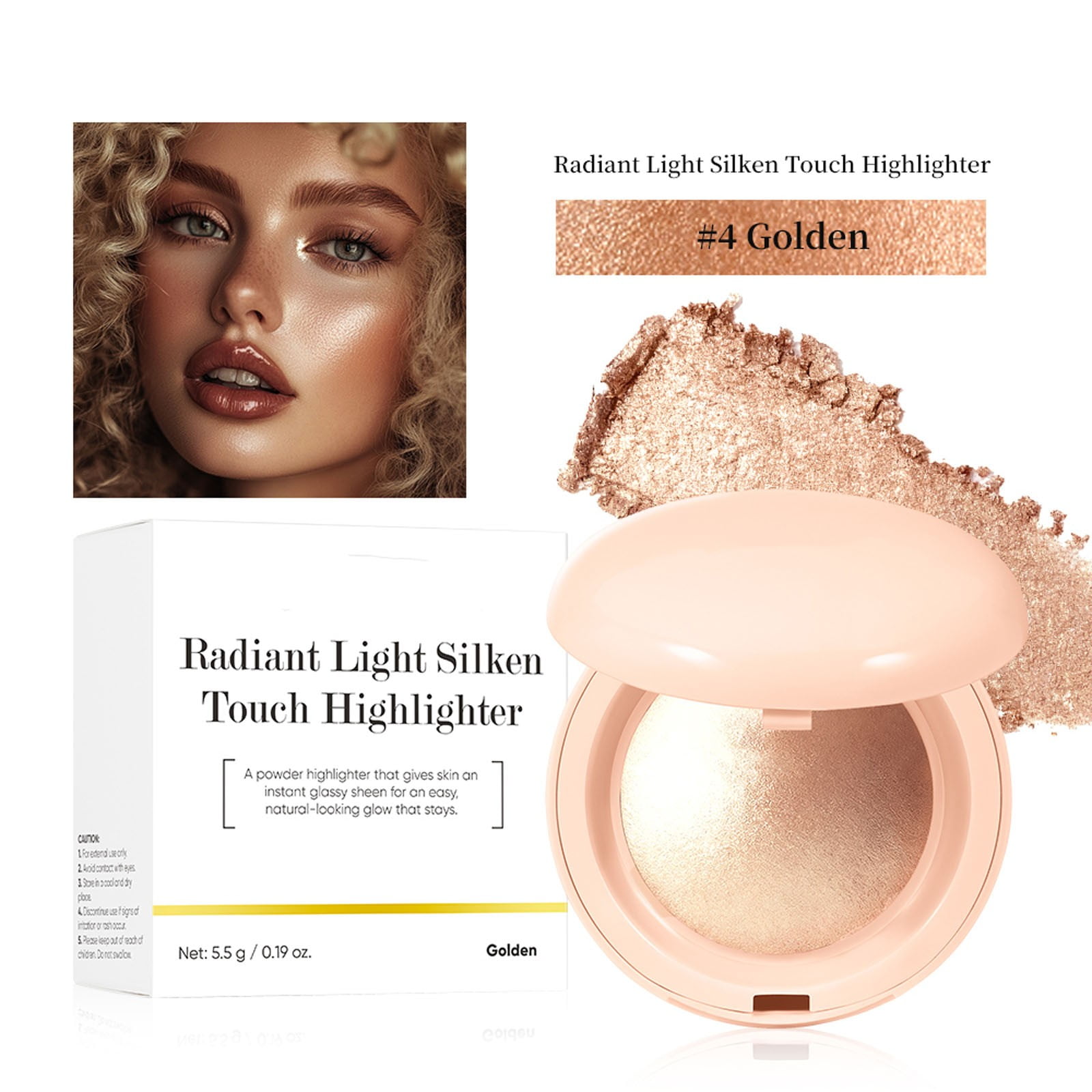 Baked Highlighting Blush, Soft Pinch Glitter Powder Blush, Natural ...