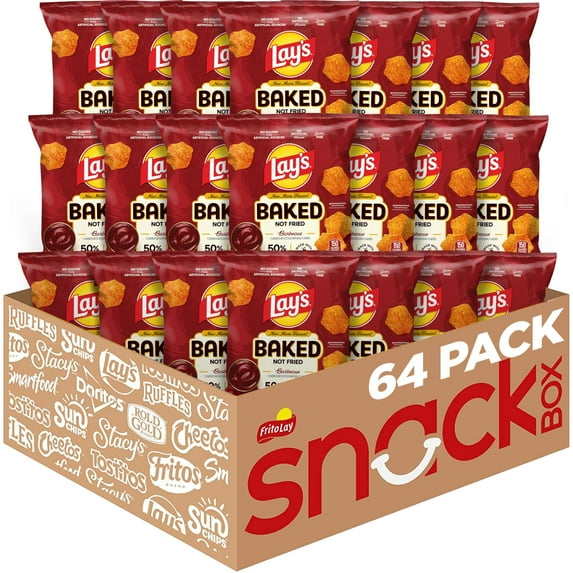 Baked Lay’s Potato Chips, BCF26 Barbecue, 1.125 oz Bags, (64 Pack), 50% ...