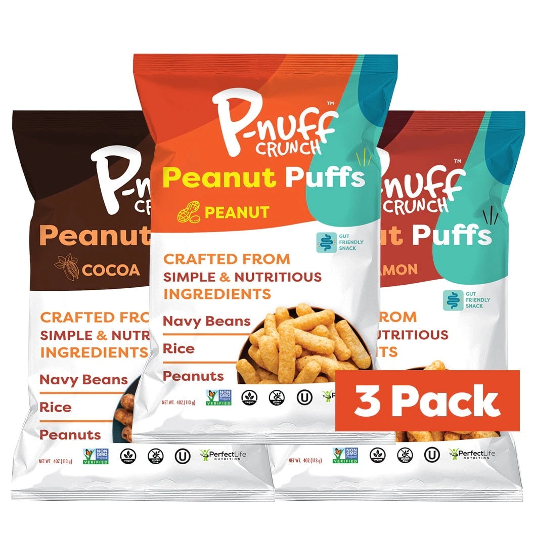 Baked Peanut Puff Snack by P-Nuff Crunch 4oz - Variety Pack - Walmart.com