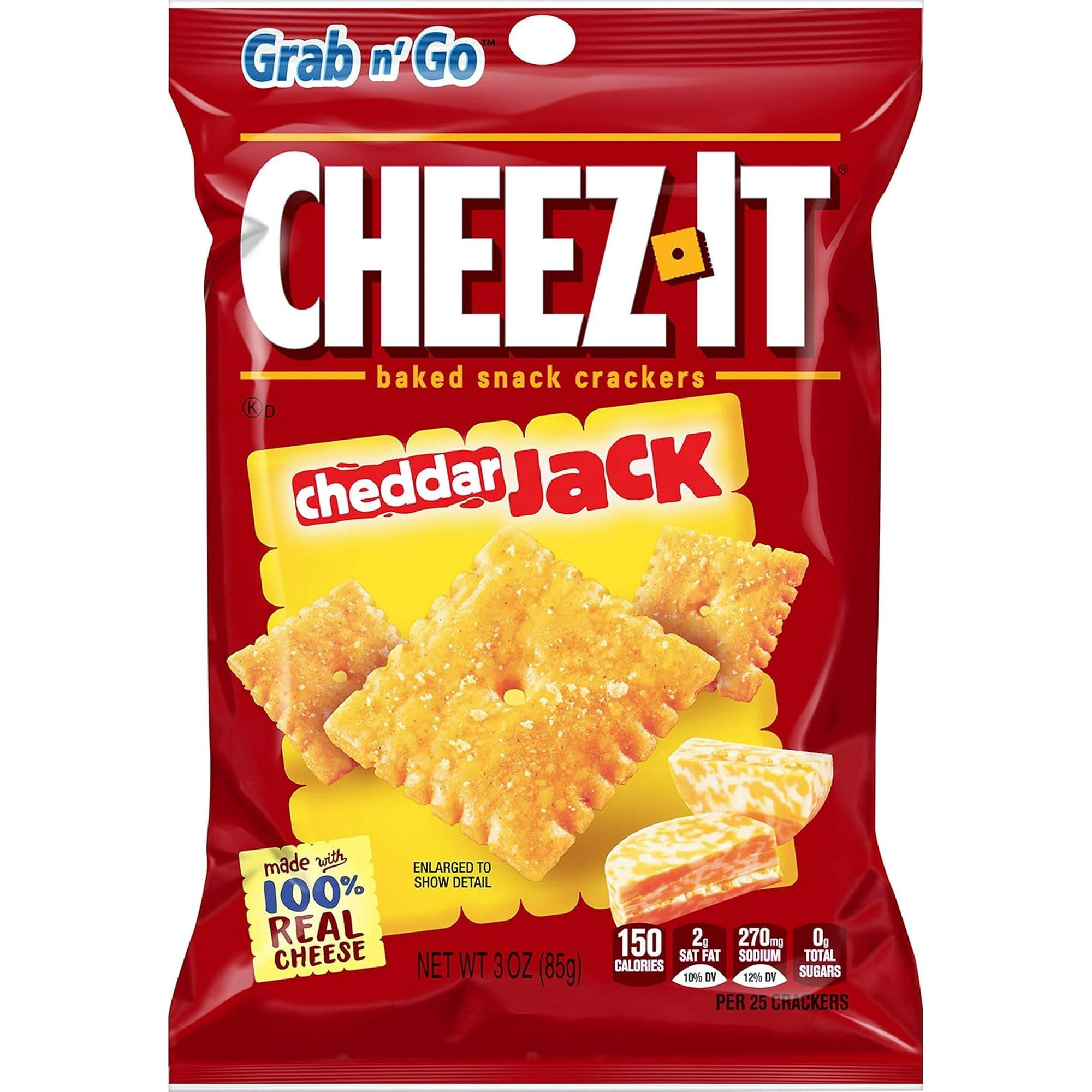 Baked Snack Crackers, Cheddar Jack, Single Serve, Grab 'N' Go, 3 oz Bag ...