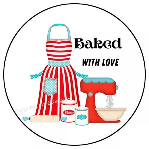 Baked With Love Apron Sticker Party Favors Sticker Envelope Seals ...