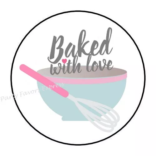 Baked With Love Bowl Sticker Party Favors Sticker Envelope Seals Labels ...
