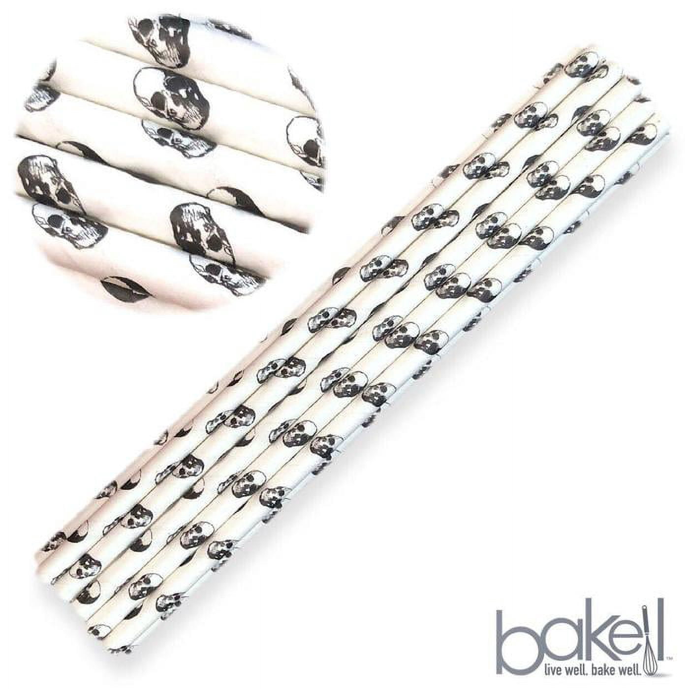 Bakell - Halloween Pirate Skull Black Paper Straws (24 PC) for Cake ...