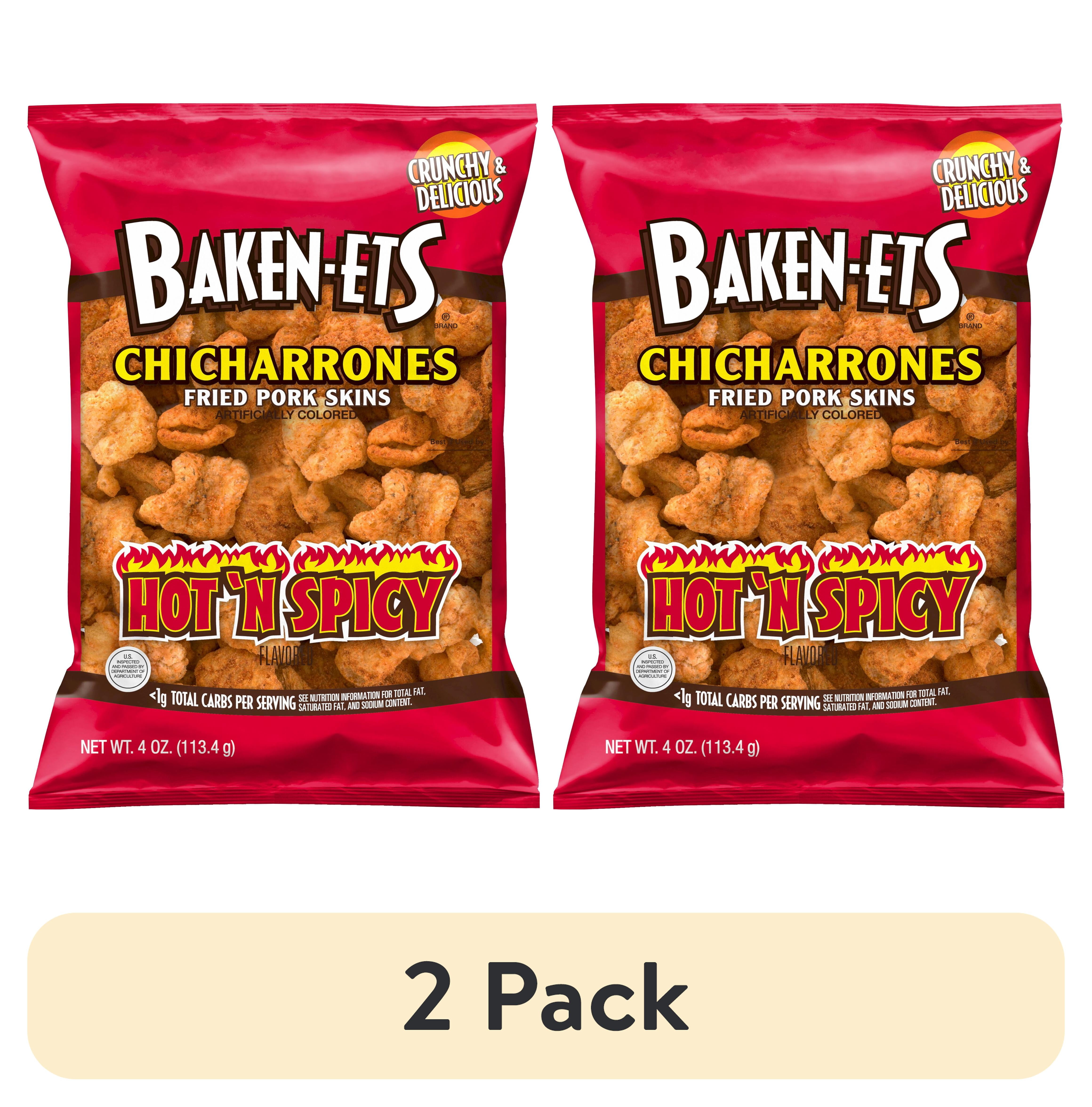 (2 pack) Baken-Ets Hot 'N Spicy Flavored Fried Pork Skins, 4 oz ...