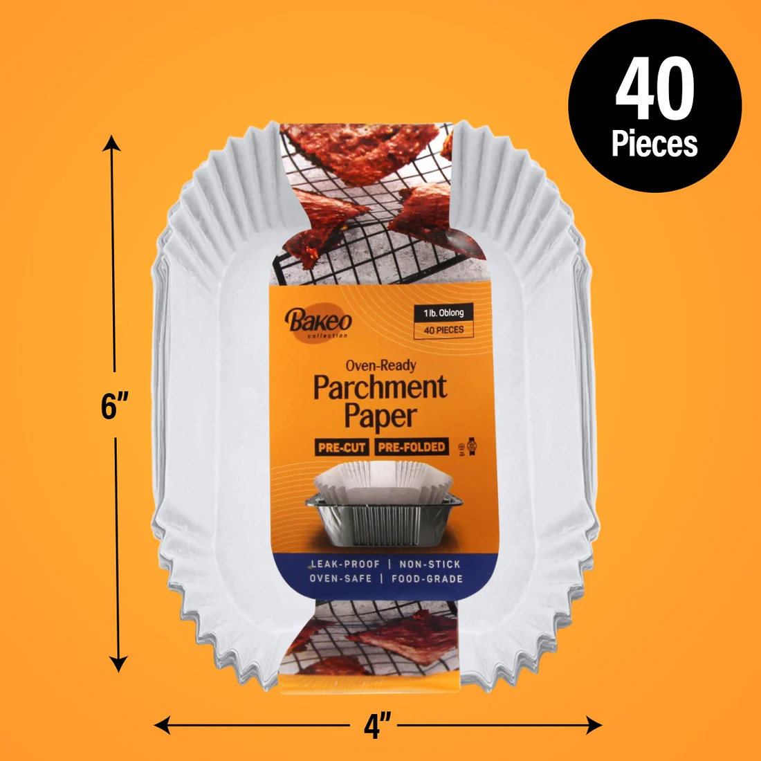 Bakeo Oven-Ready Parchment Paper, Pre-Cut Baking Liners, 6" x 4" 1lb ...