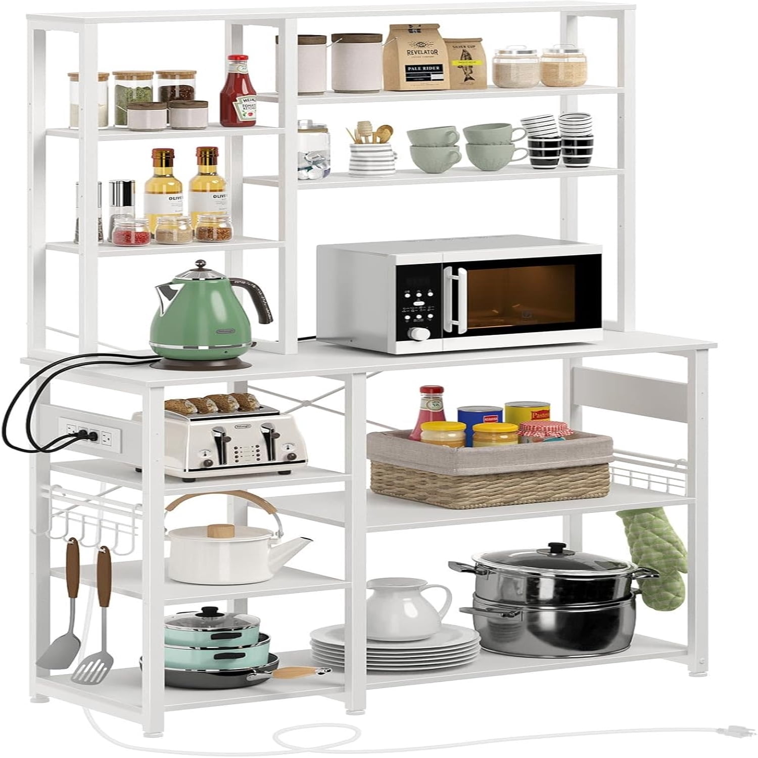 Baker's Rack with 4AC Power Outlet 10-Tier Kitchen Utility Storage ...