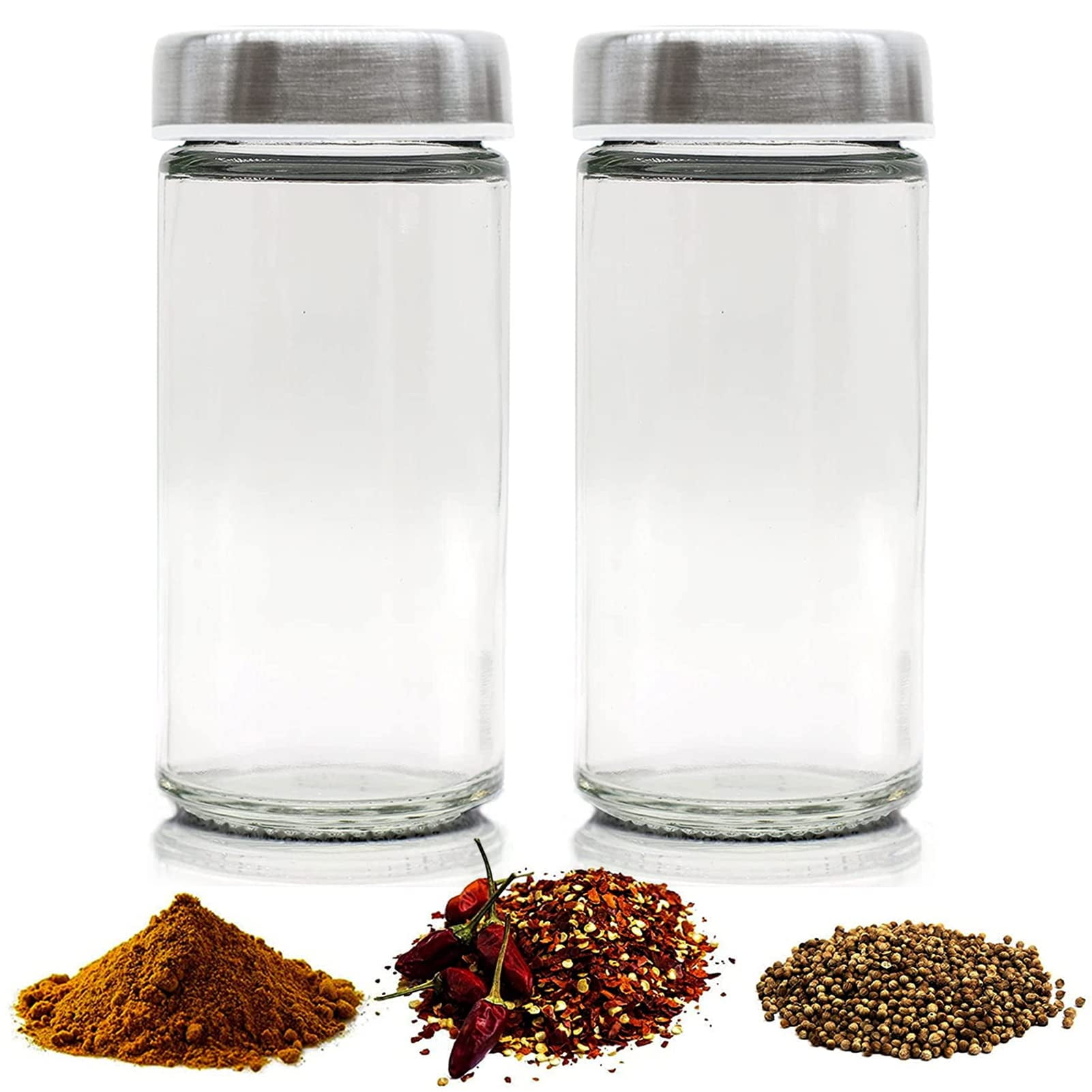 Baker Boutique 2 Pcs Silver Spice Jars, 3oz Empty Round Spice ...
