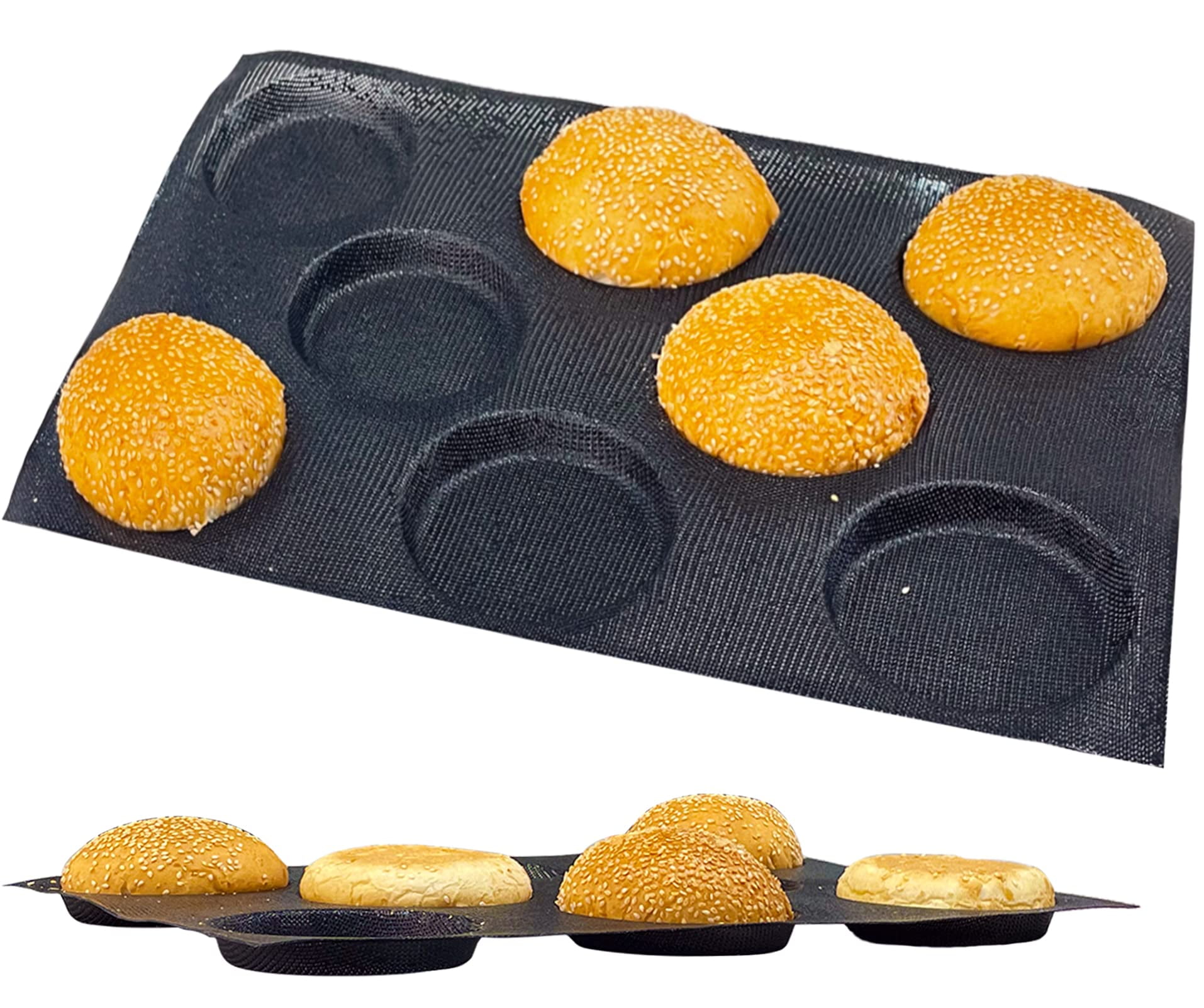 Baker Boutique Hamburger Bun Pan, Mesh Silicone Hamburger Bun Mold, Non ...