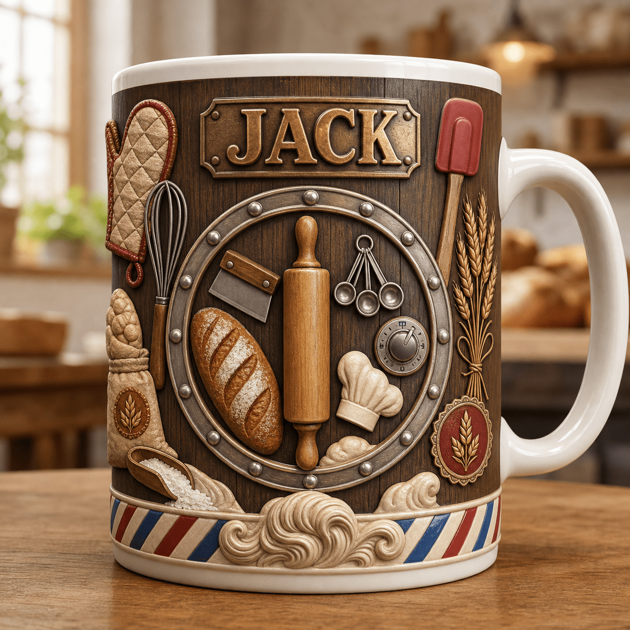 Baker Dad Custom Mug, Personalized Accent Coffee Mug for Father’s Day ...