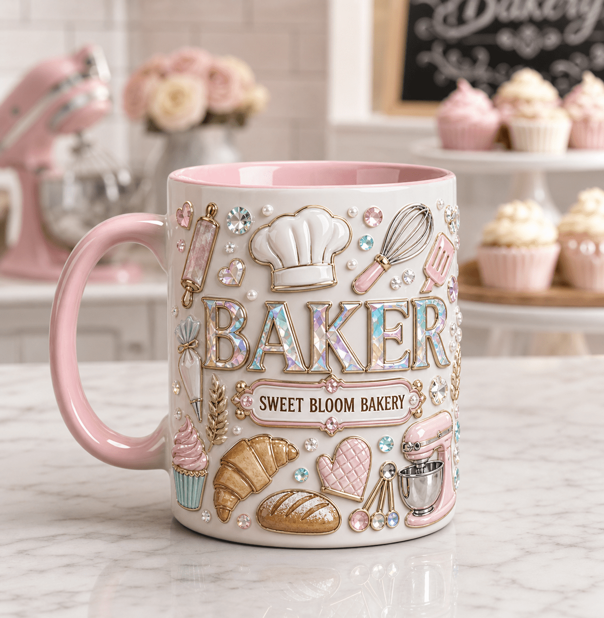 Baker Mug 3D Effect Custom Bakery Name Mug for Bakers, Pastry Chefs ...