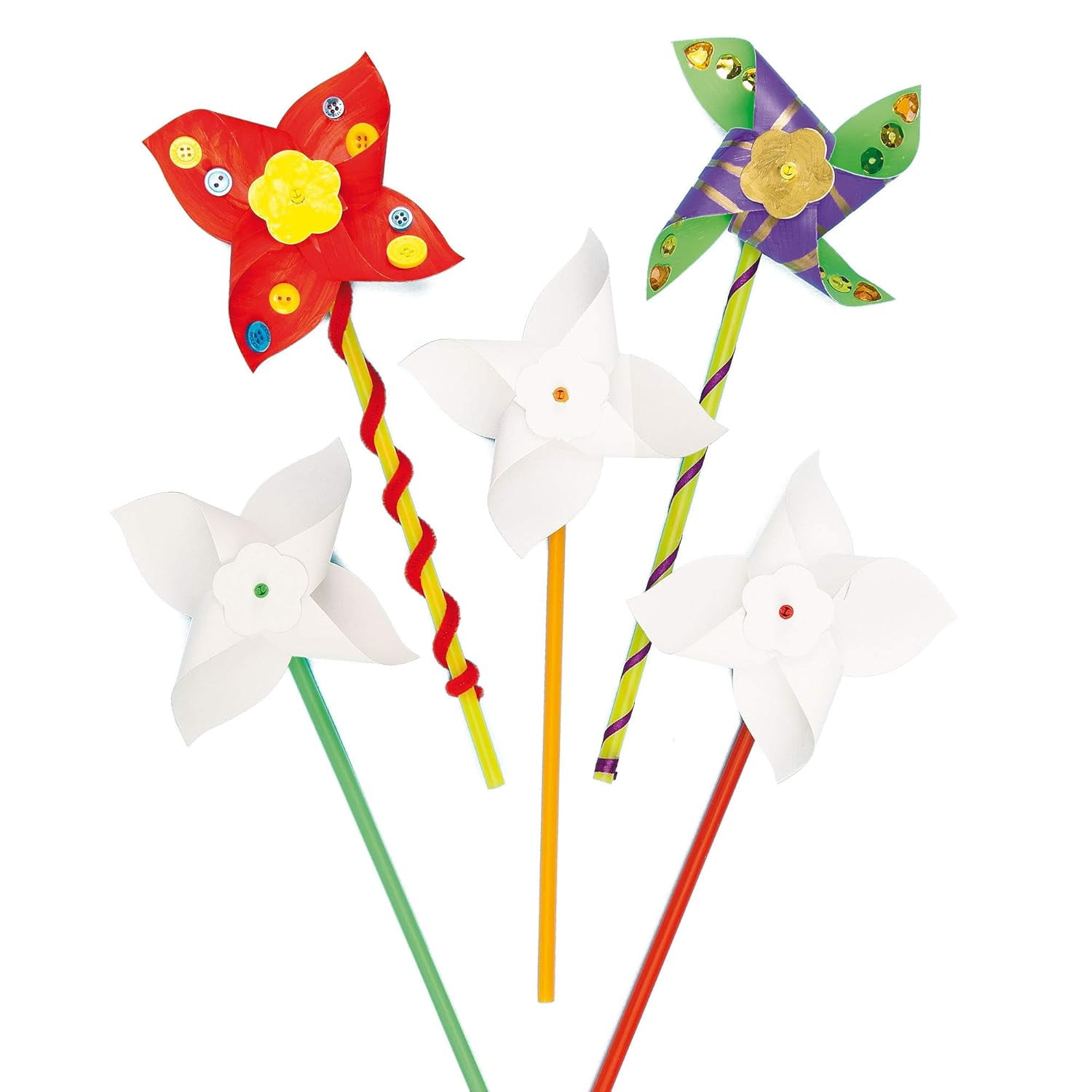 Baker Ross Windmill Craft Activity Pack (Pack of 8) Make Your Own Pinwheel Kit for Kids to ...